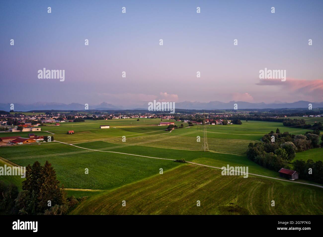 Beautiful sunset over the flat fields in the evening Stock Photo - Alamy