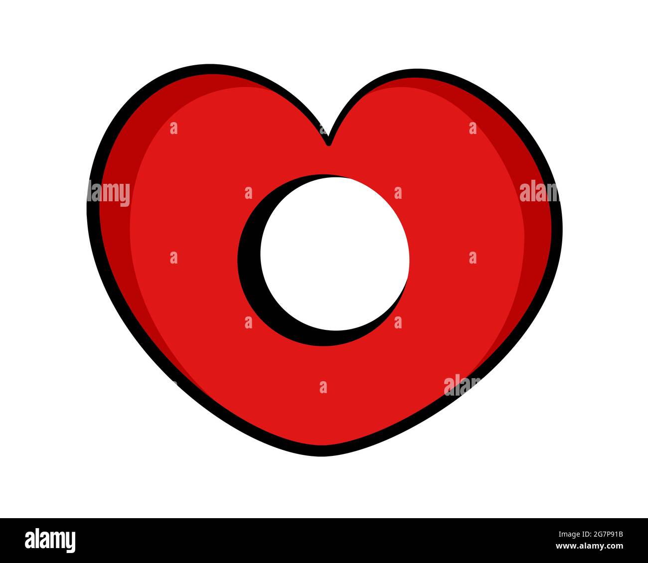 Incomplete loveheart with aperture and hole in the red heart. Romance ...
