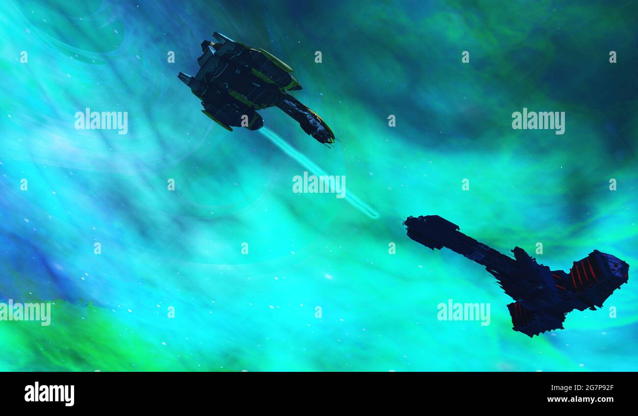 Battle in Space - Two enemies fight over territory in this future space ...