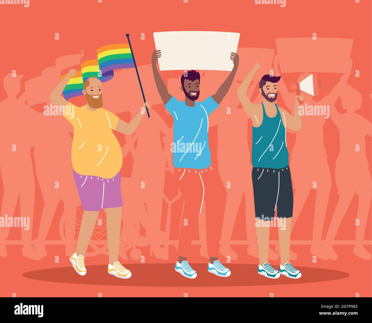 supporting a cause three men characters Stock Vector Image & Art - Alamy