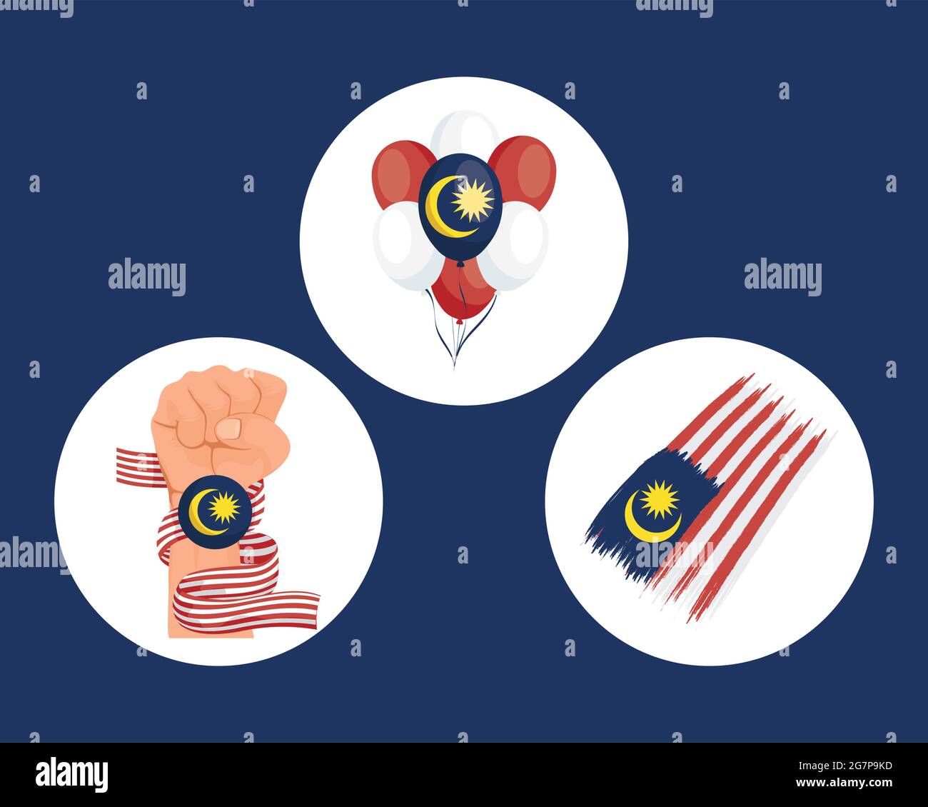 three merdeka celebration set icons Stock Vector Image & Art - Alamy