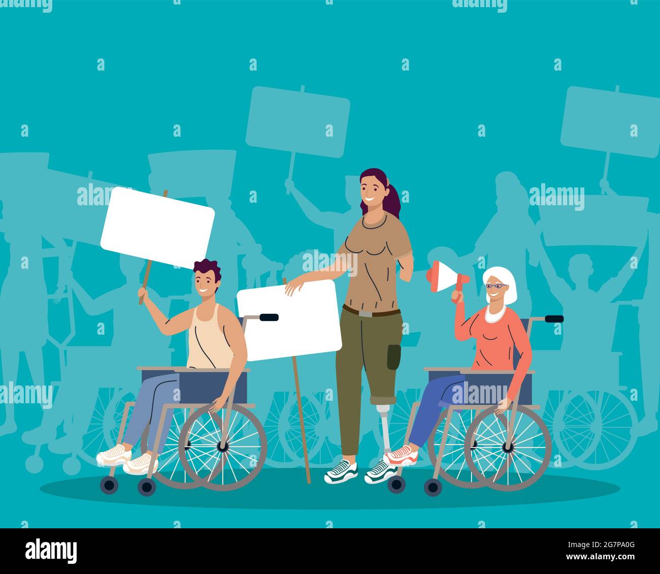 disability persons protesting campaign characters Stock Vector Image ...