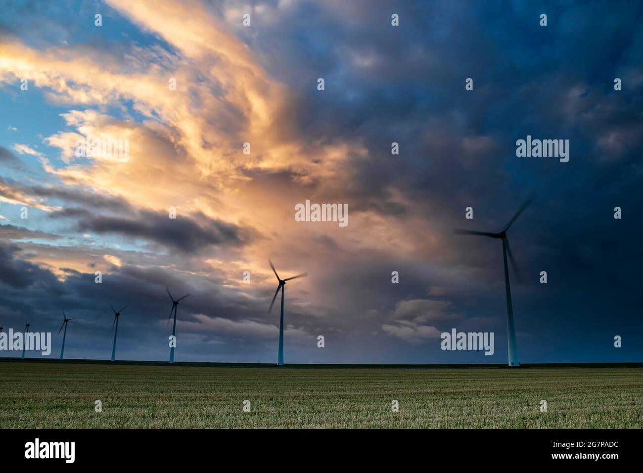 dramatic stormy sunset on Dutch farmalnd, Groningen Stock Photo - Alamy