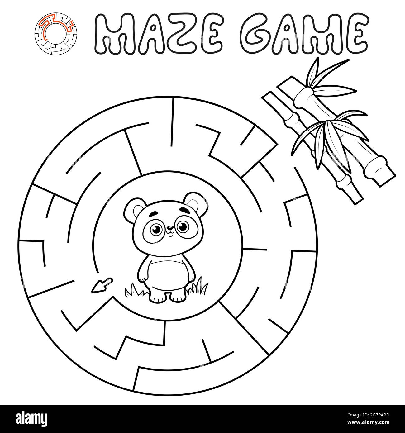 Maze puzzle game for children. Outline circle maze or labyrinth game ...