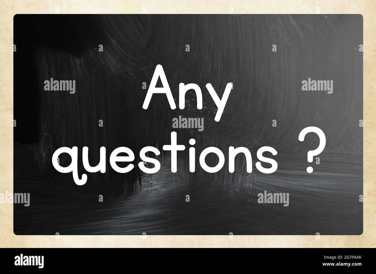 Grayscale illustration with the phrase "Any questions?" on the ...