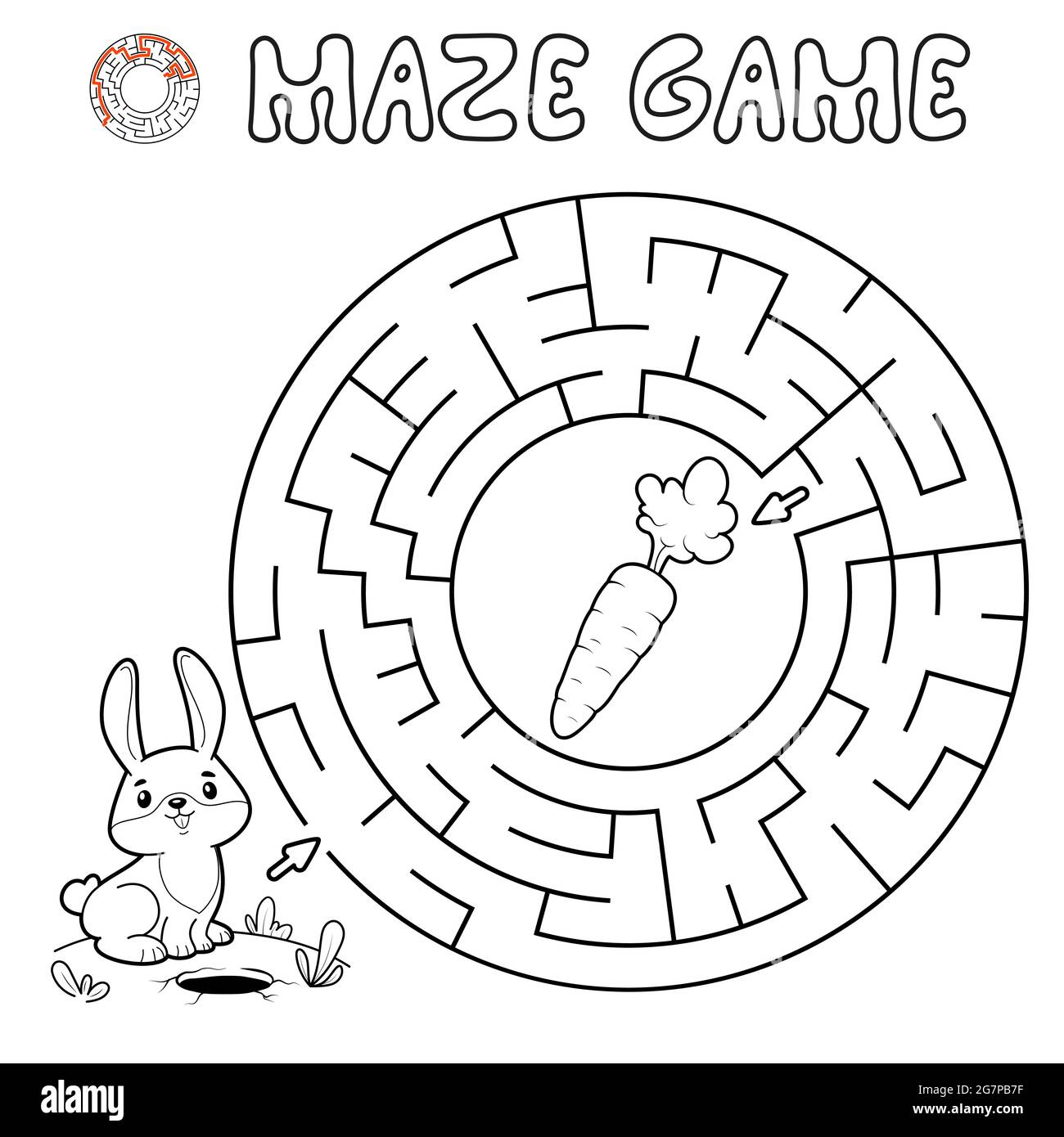 Maze puzzle game for children. Outline circle maze or labyrinth game ...