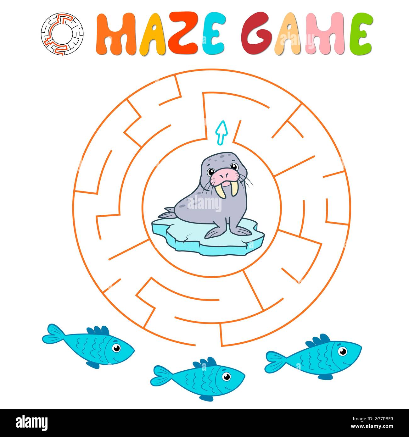 Maze puzzle game for children. Circle maze or labyrinth game with ...
