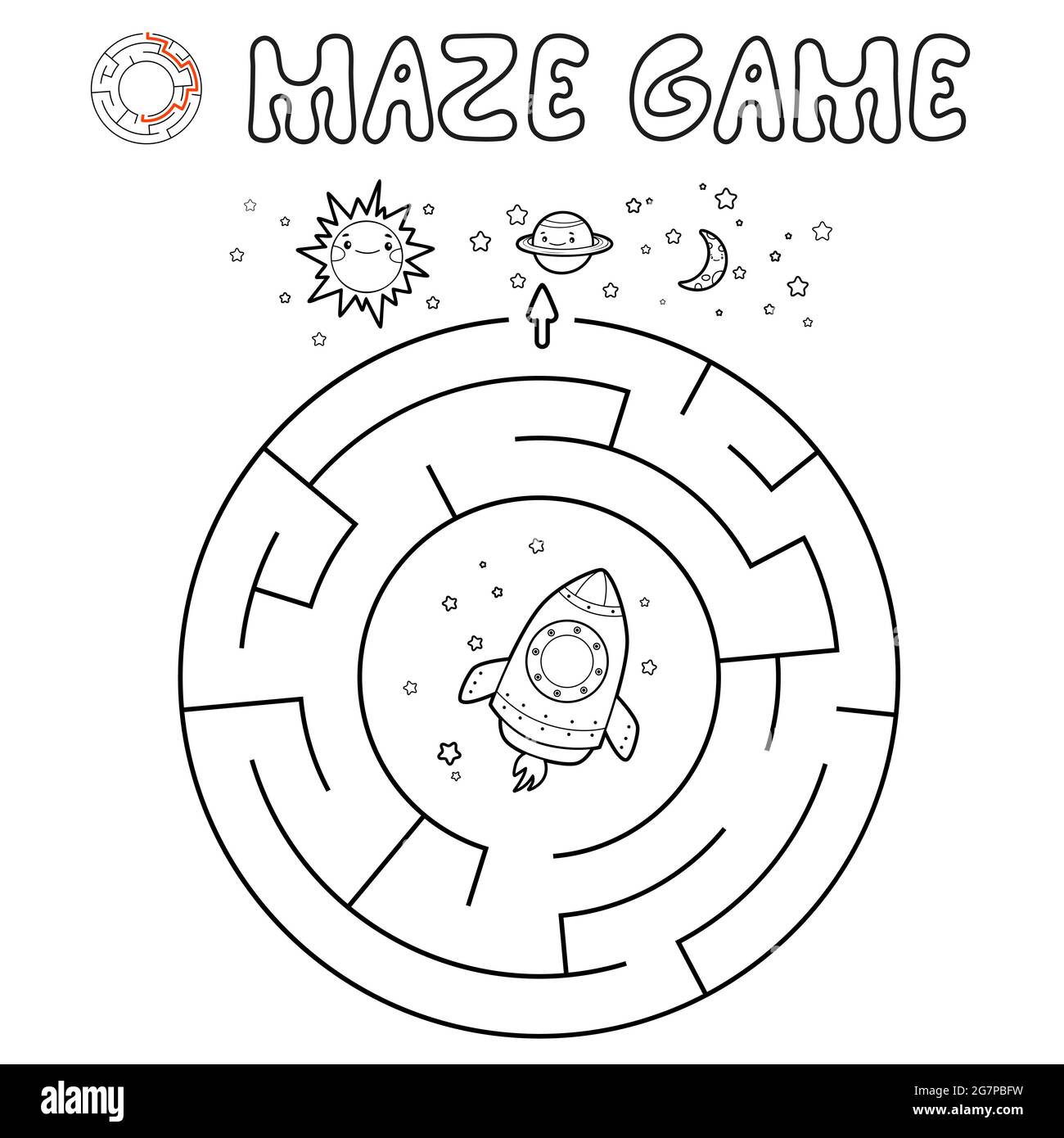 Maze puzzle game for children. Outline circle maze or labyrinth game ...