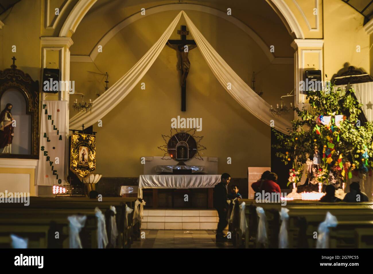 PIURA, PERU - Sep 23, 2020: An interior of a church with people ...