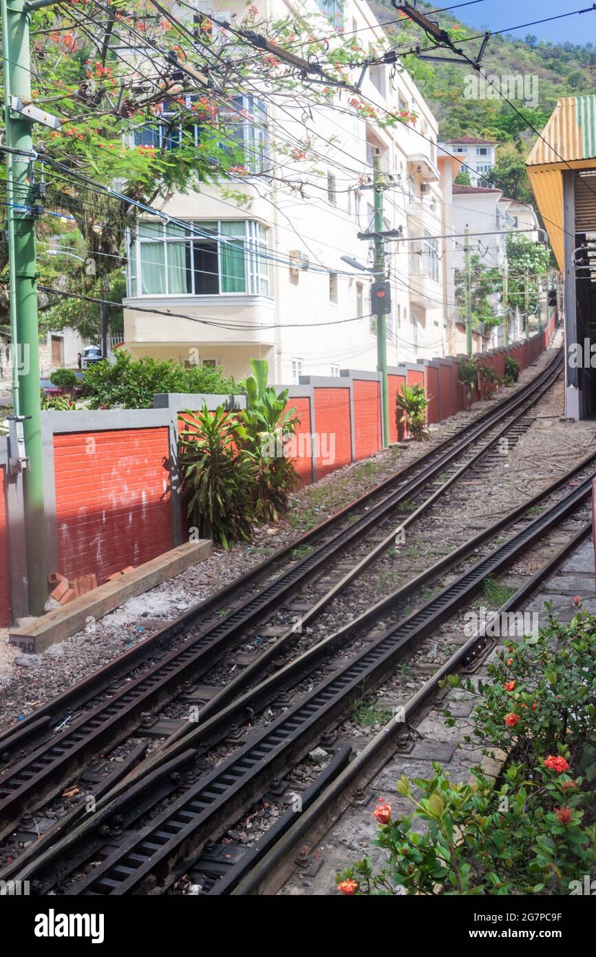Steep track of a rail line to Corcovado hill (locaion of Christ the ...