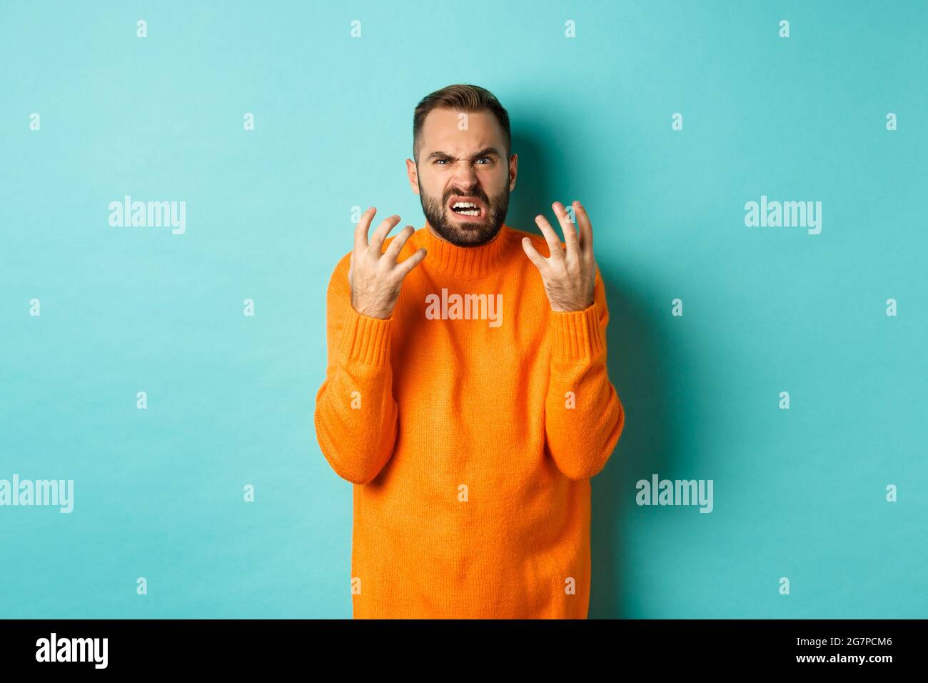 Image of angry man looking disappointed and mad, shaking hands and ...