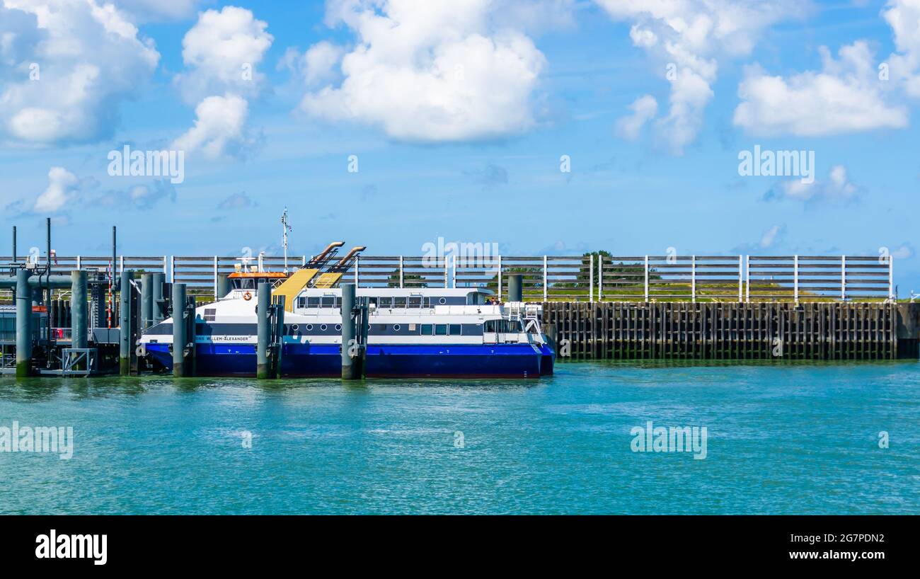 ferry boat prins willem alexander docked at the harbor, ferry service ...