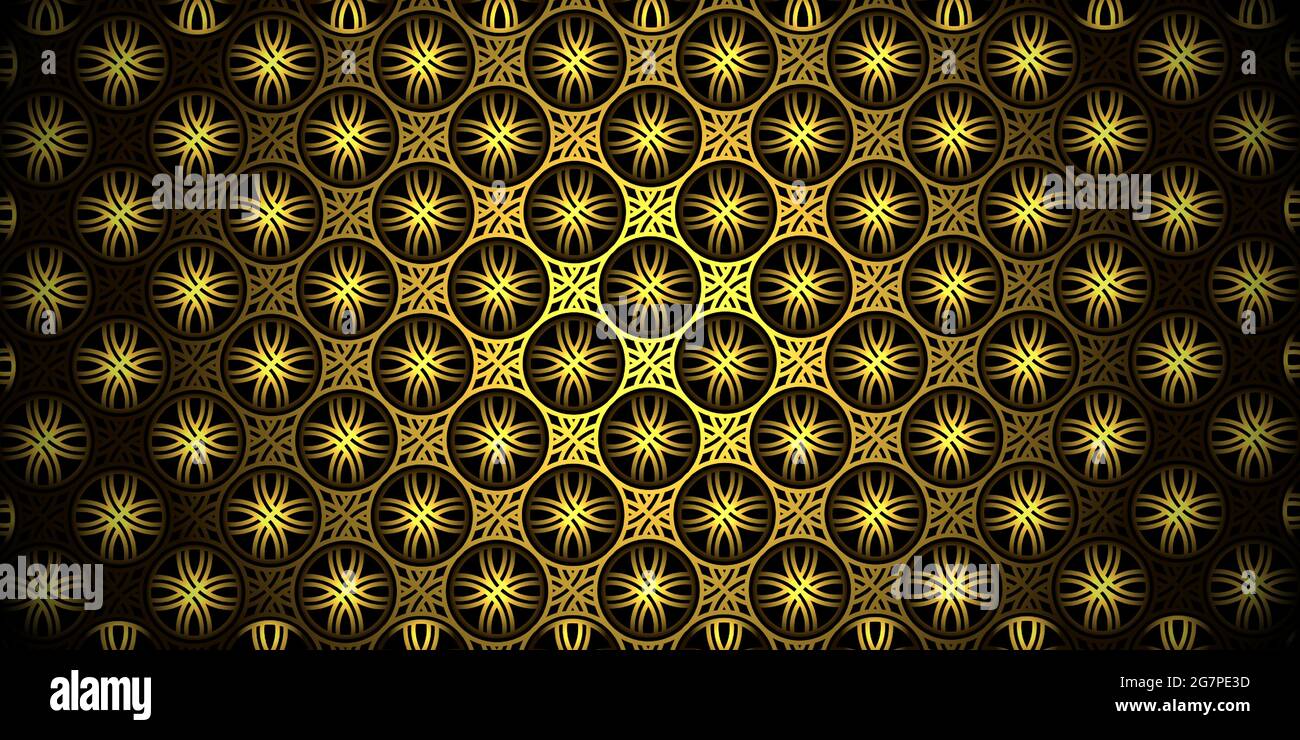 Golden art deco seamless patterns traditional background. Luxury ...