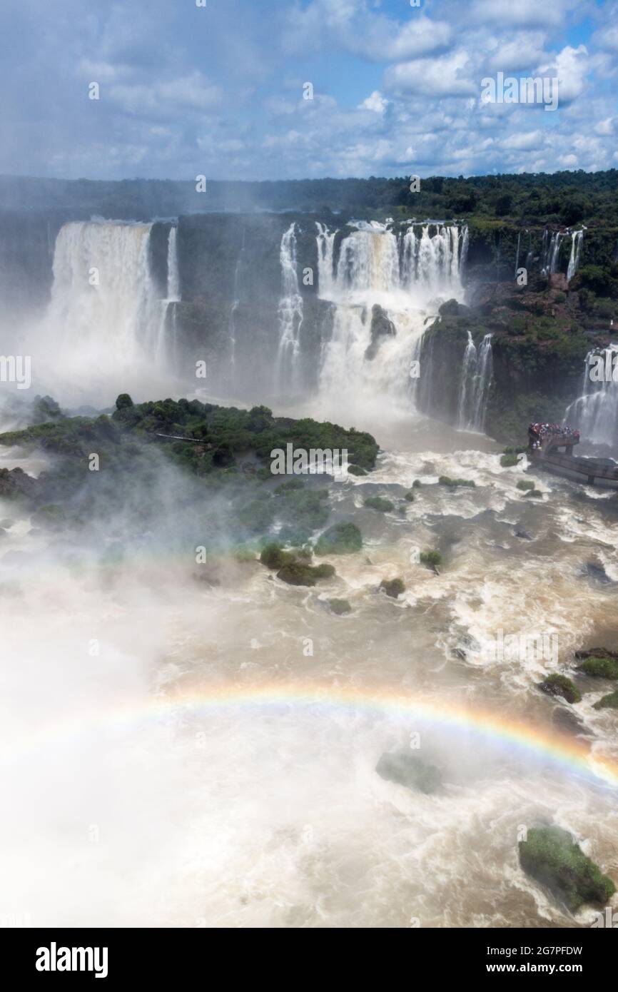 Iguacu (Iguazu) falls on a border of Brazil and Argentina Stock Photo ...
