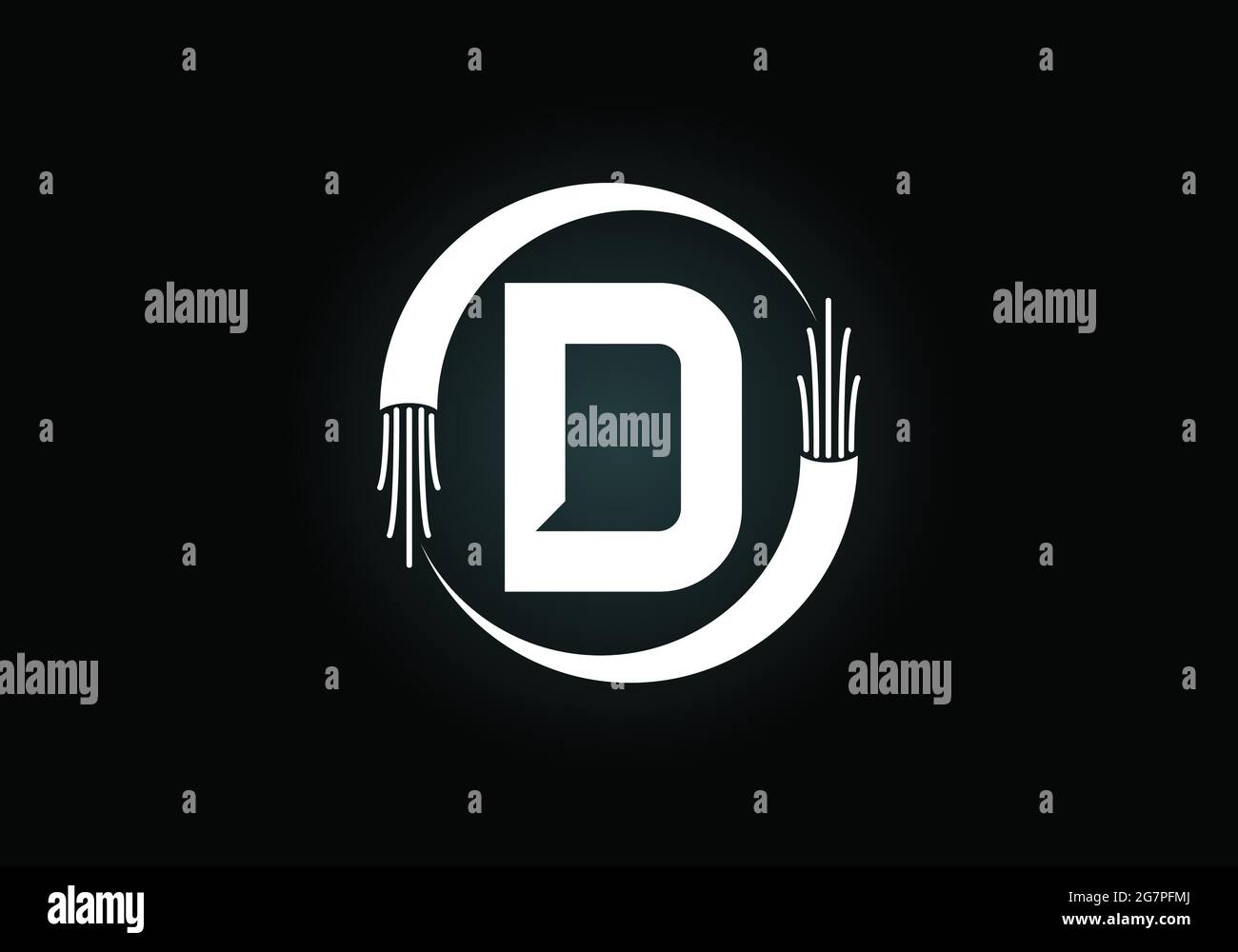 Initial D monogram letter alphabet with electric wire, optical fiber ...