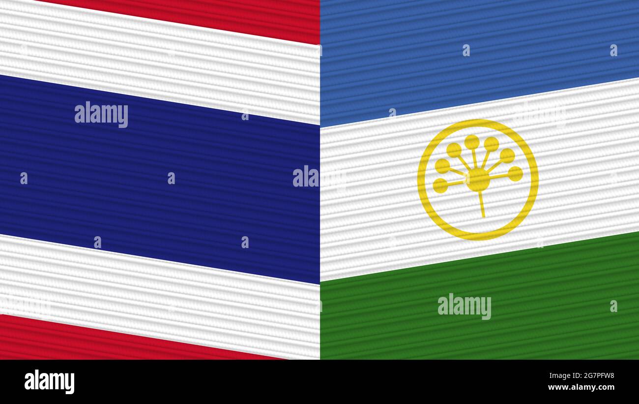 Bashkortostan and Thailand Two Half Flags Together Fabric Texture ...