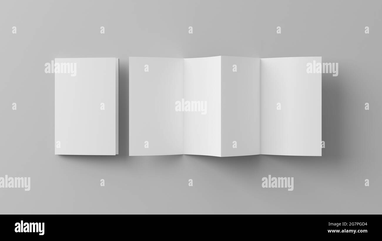 Vertical page zigzag or accordion fold brochure. Four panels, eight ...