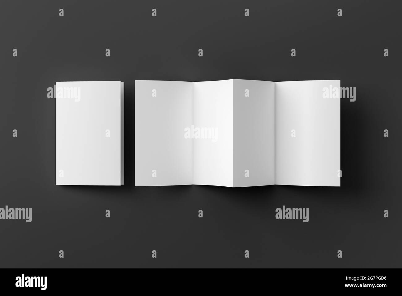 Vertical page zigzag or accordion fold brochure. Four panels, eight ...