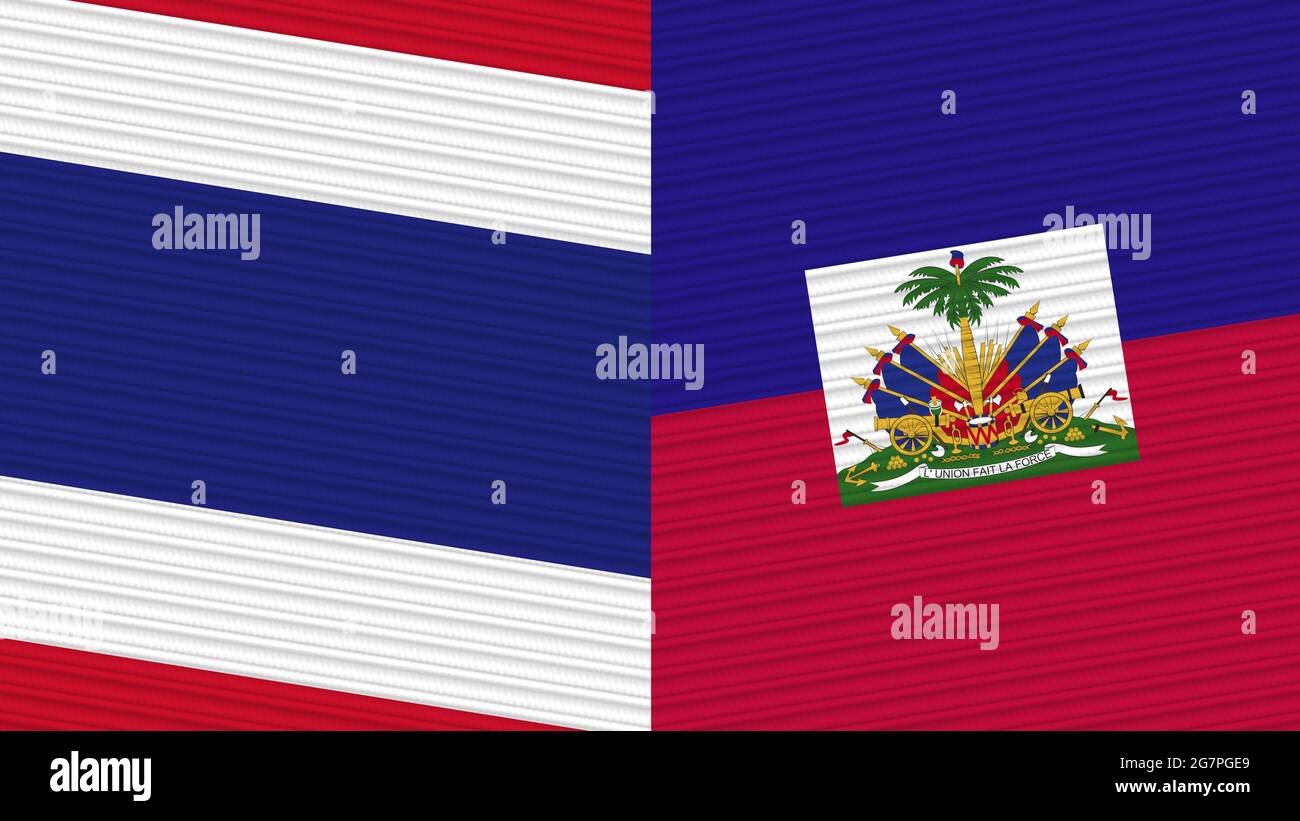 Haiti and Thailand Two Half Flags Together Fabric Texture Illustration ...