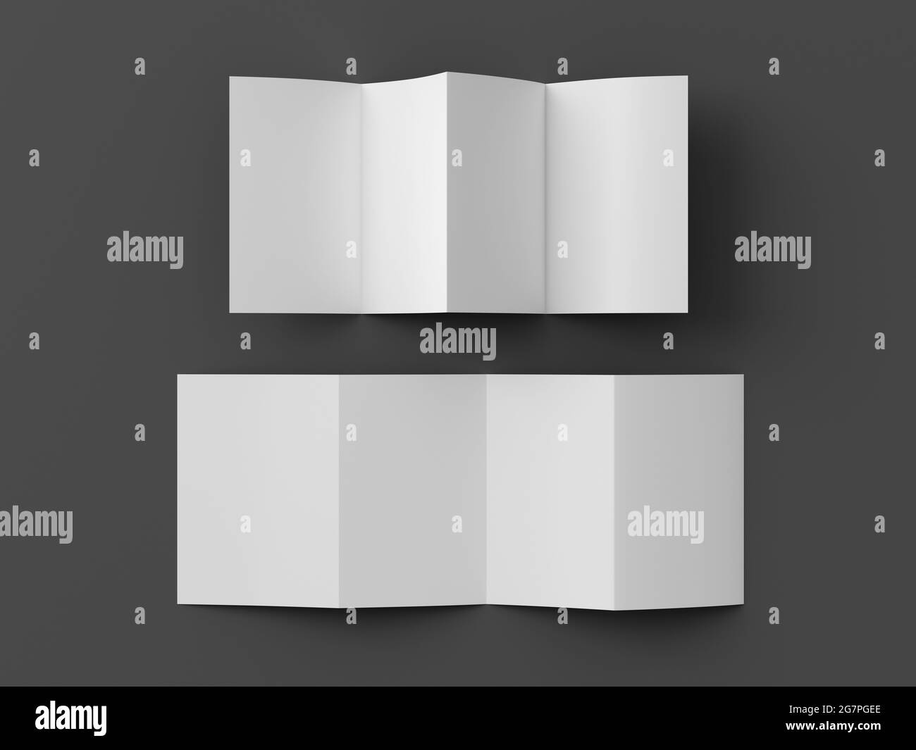 Vertical page zigzag or accordion fold brochure. Four panels, eight ...