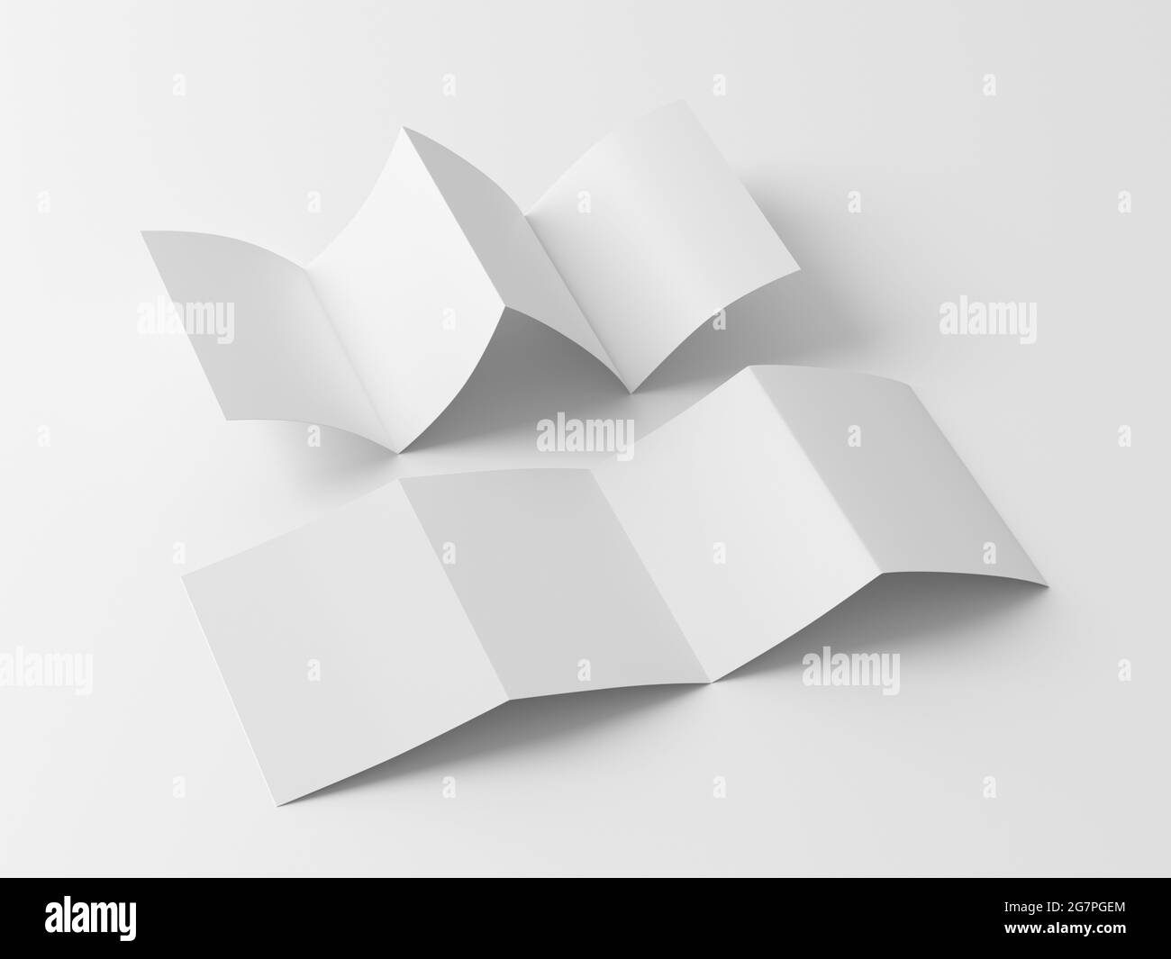 Vertical page zigzag or accordion fold brochure. Four panels, eight ...