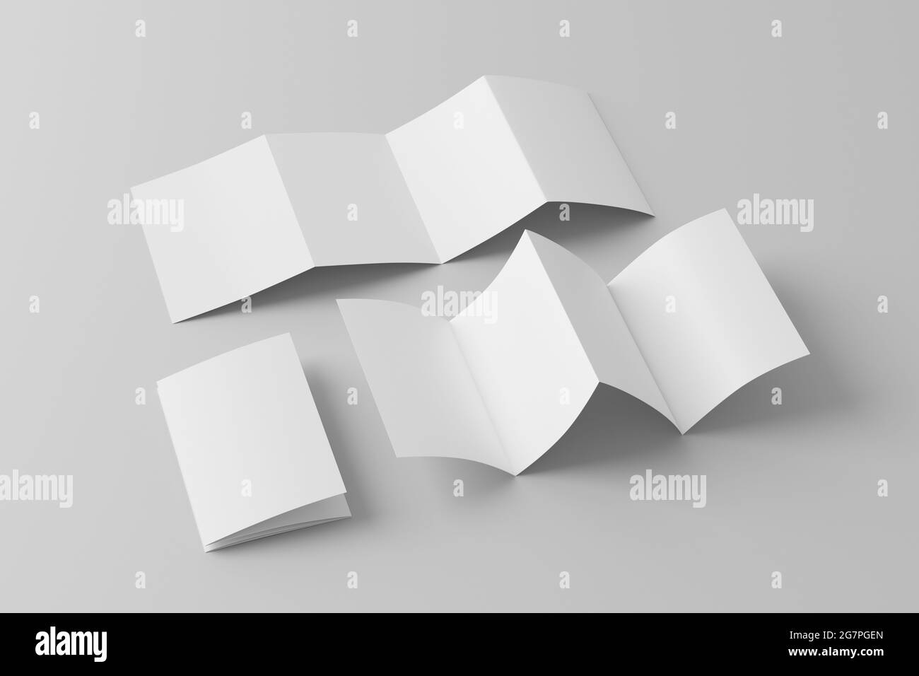 Vertical page zigzag or accordion fold brochure. Four panels, eight ...