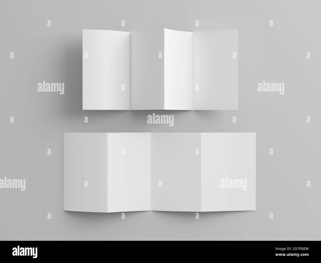 Vertical page zigzag or accordion fold brochure. Four panels, eight ...