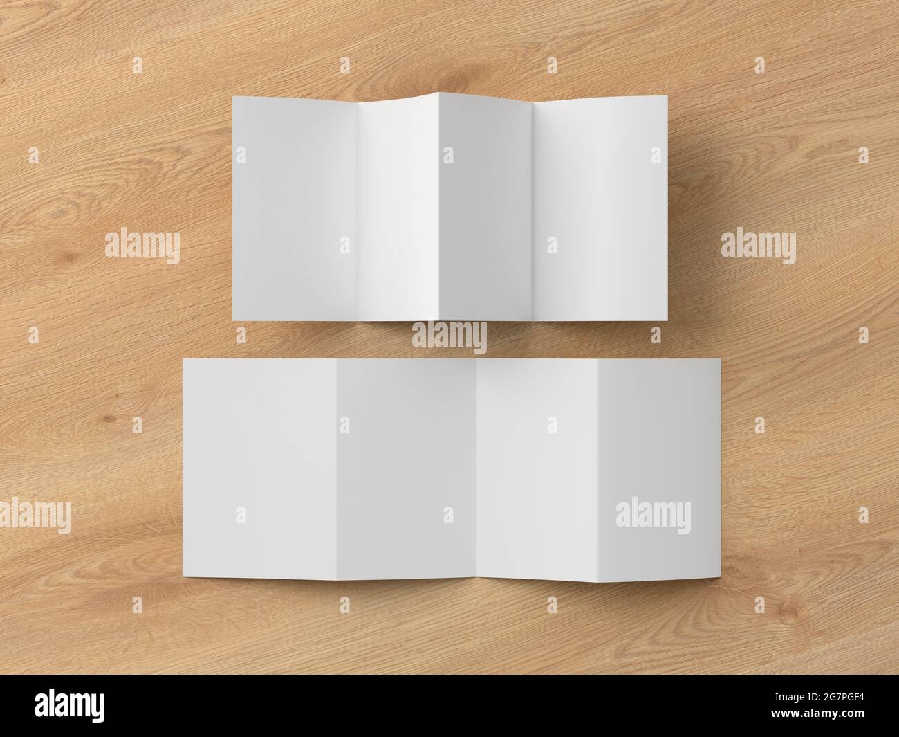 Vertical page zigzag or accordion fold brochure. Four panels, eight ...