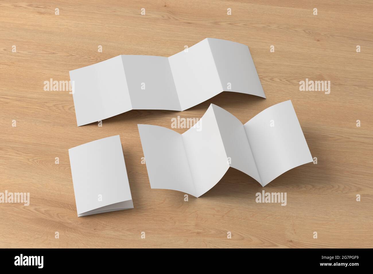 Vertical page zigzag or accordion fold brochure. Four panels, eight ...