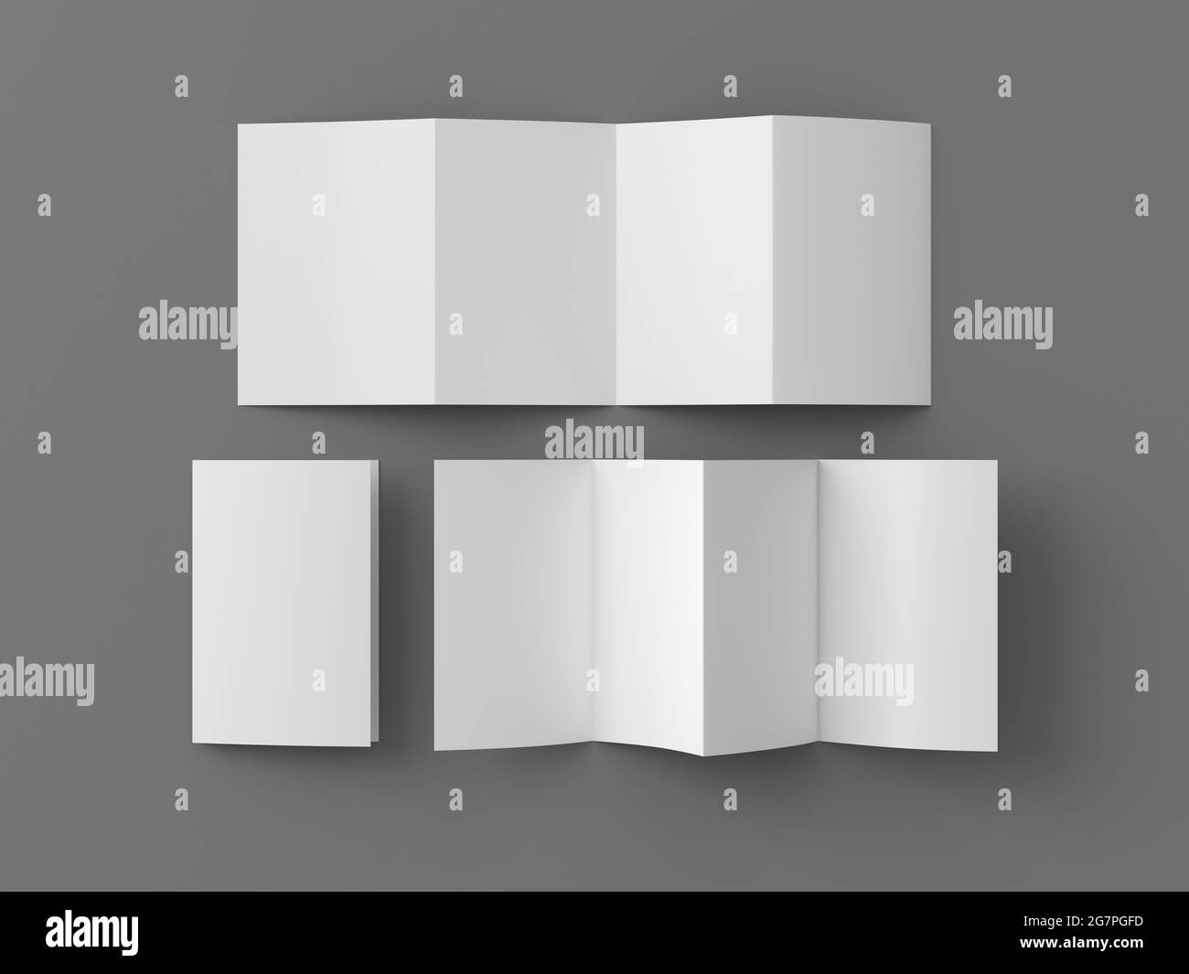 Vertical page zigzag or accordion fold brochure. Four panels, eight ...