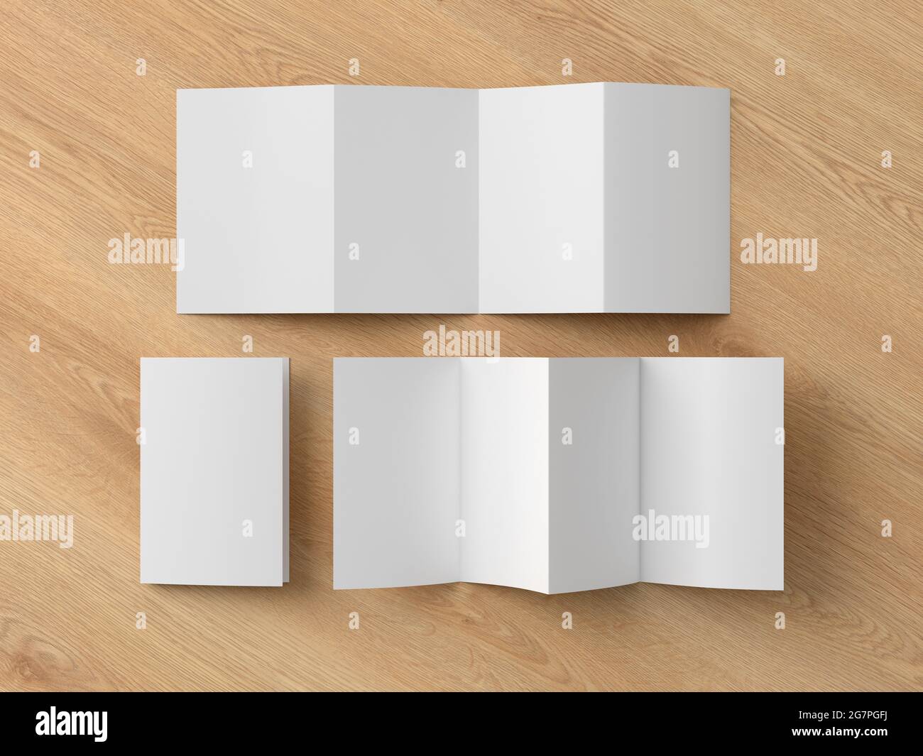 Vertical page zigzag or accordion fold brochure. Four panels, eight ...