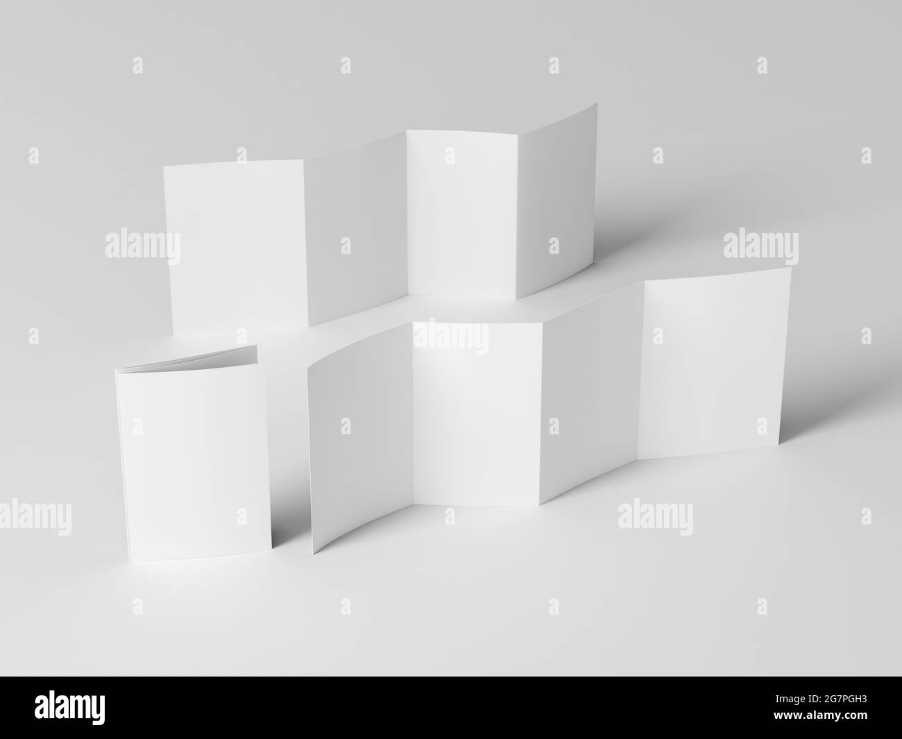 Vertical page zigzag or accordion fold brochure. Four panels, eight ...