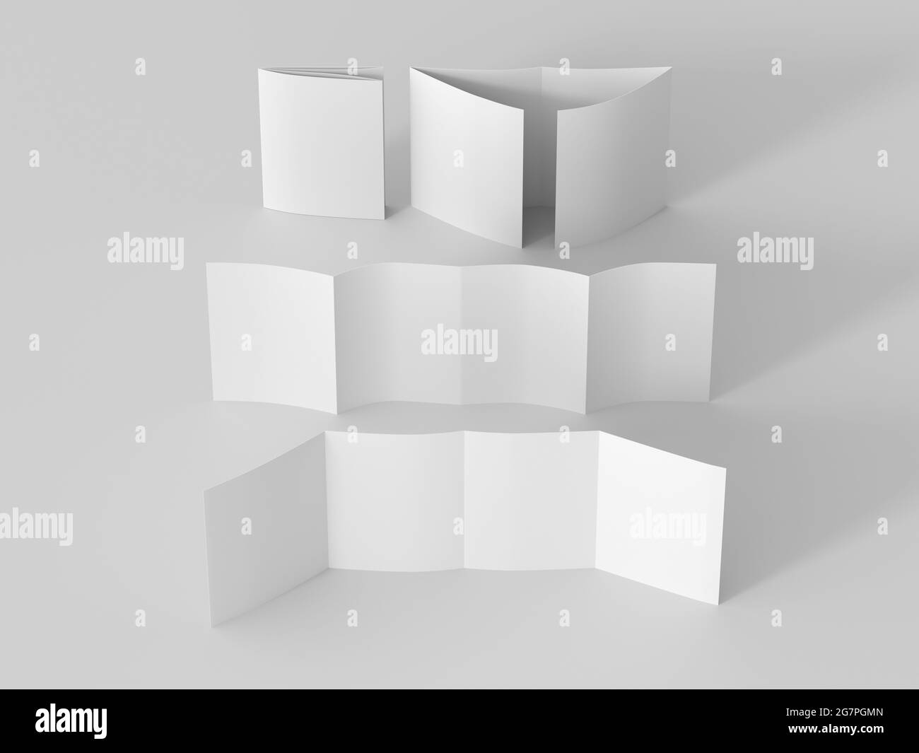 Square double gate fold brochure. Four panels, eight pages blank ...