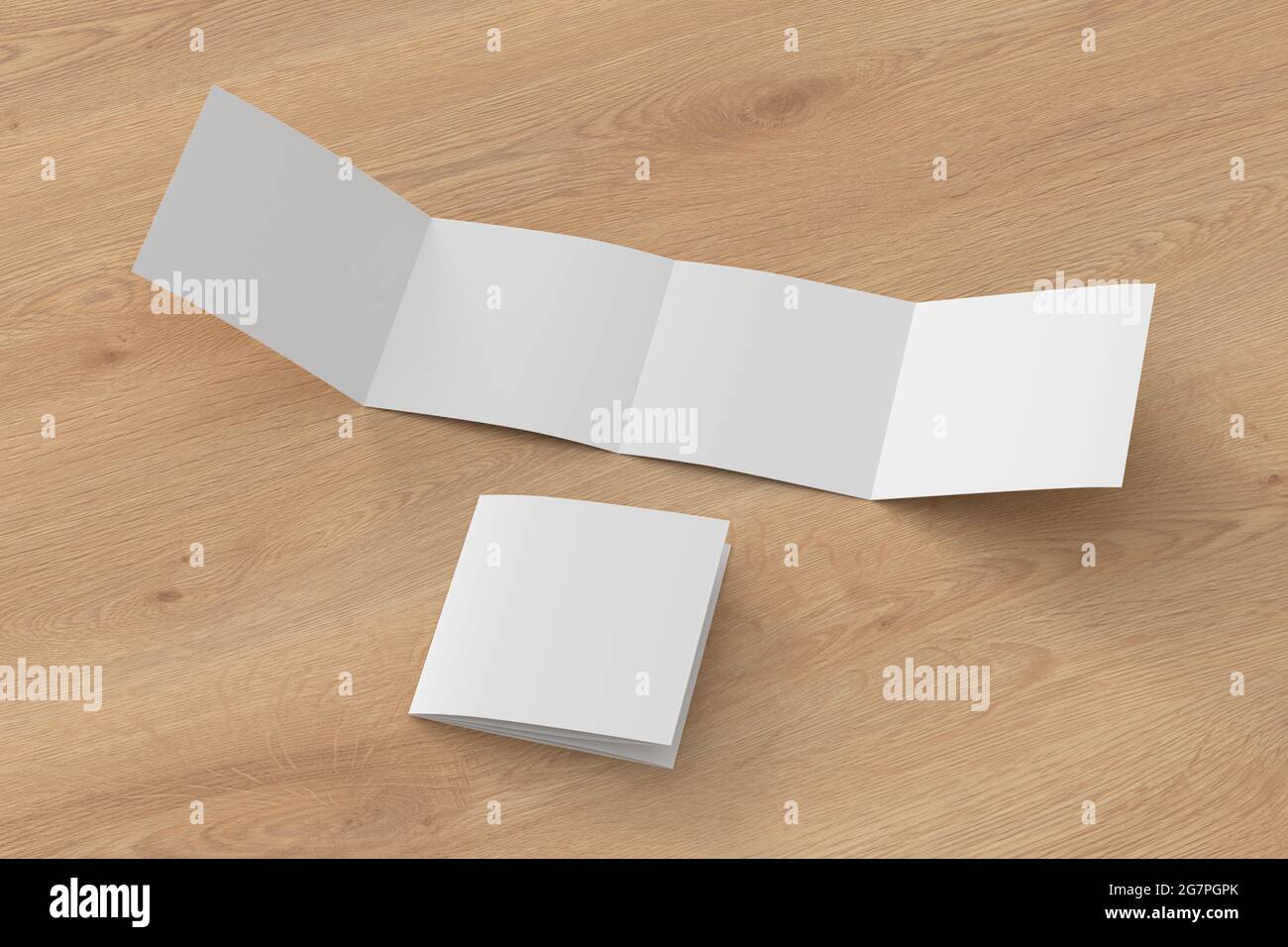 Square double gate fold brochure. Four panels, eight pages blank ...