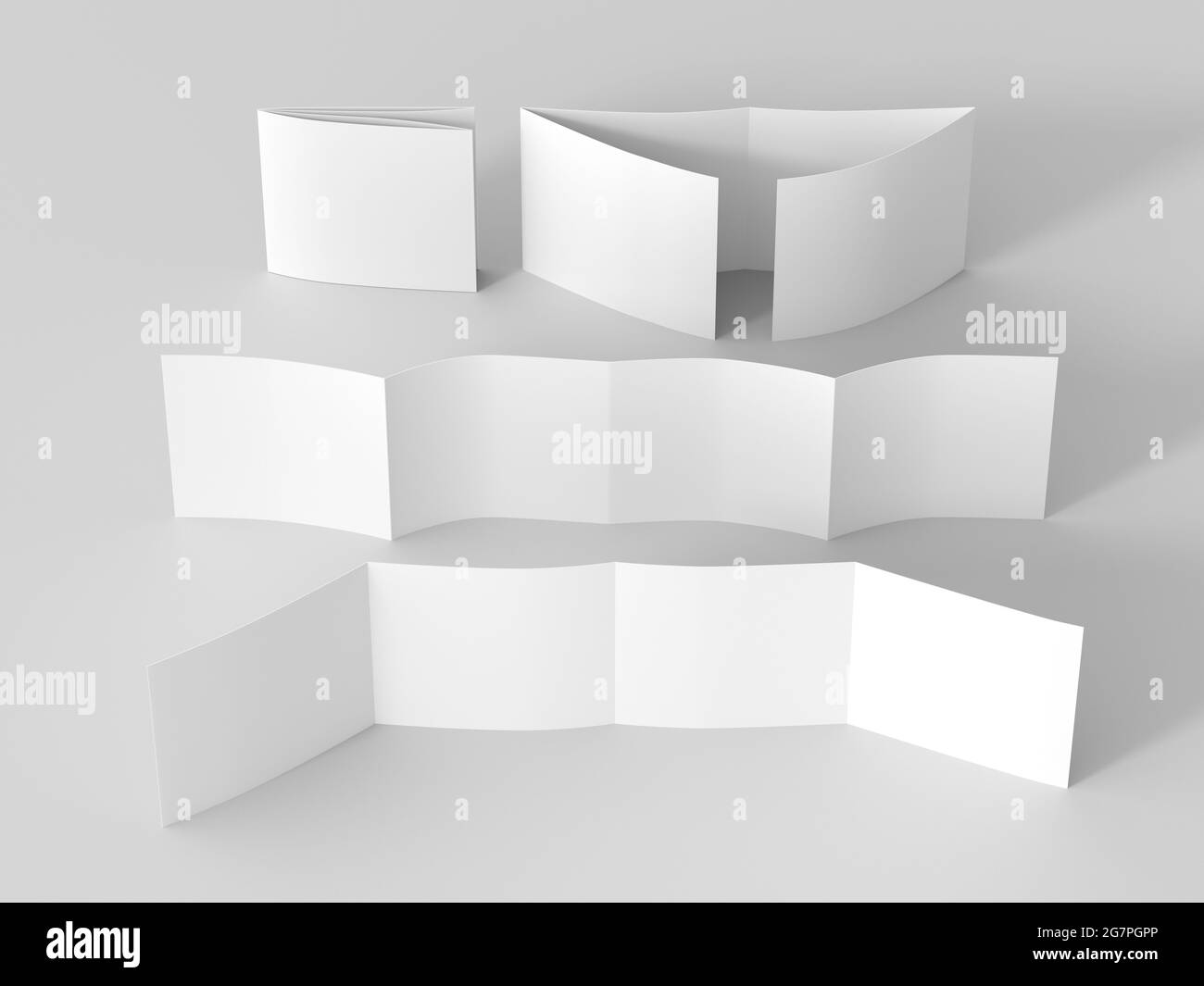 Square double gate fold brochure. Four panels, eight pages blank ...