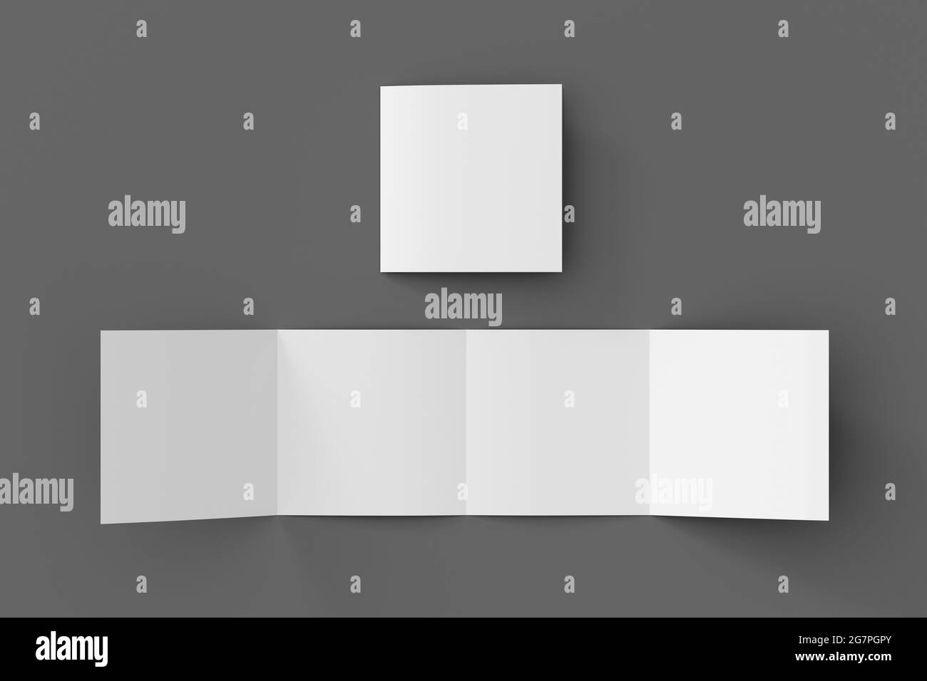 Square double gate fold brochure. Four panels, eight pages blank ...