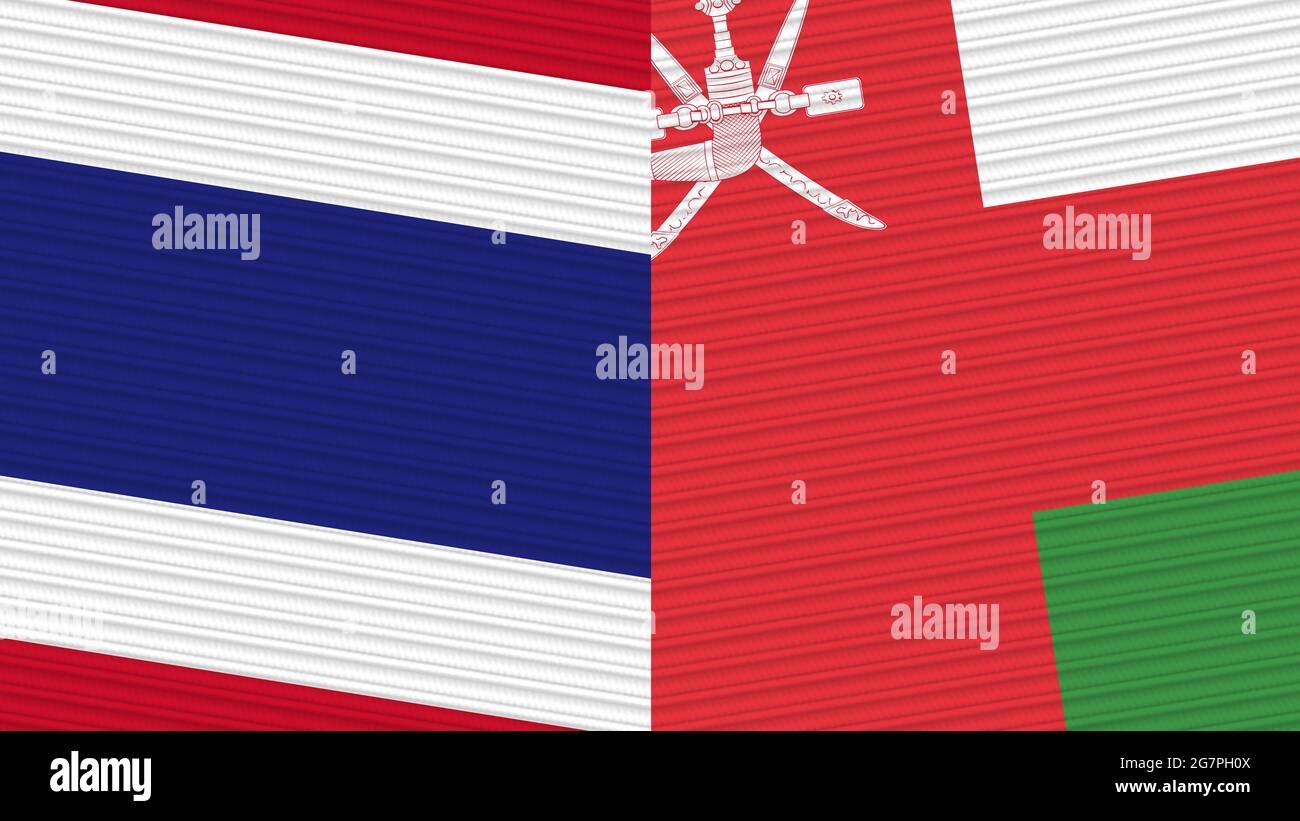 Oman and Thailand Two Half Flags Together Fabric Texture Illustration ...
