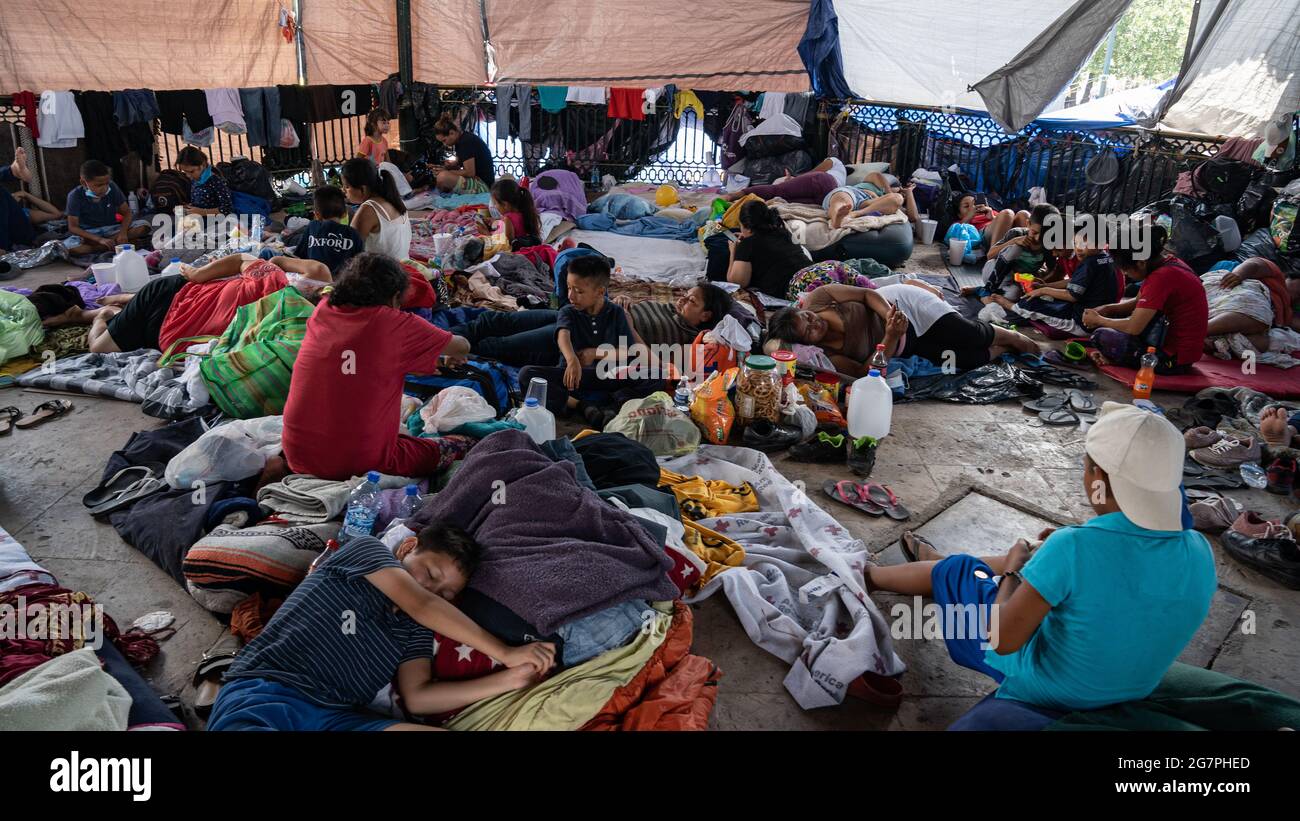 Reynosa, Mexico. 15th July, 2021. dozens of people, largely women and ...