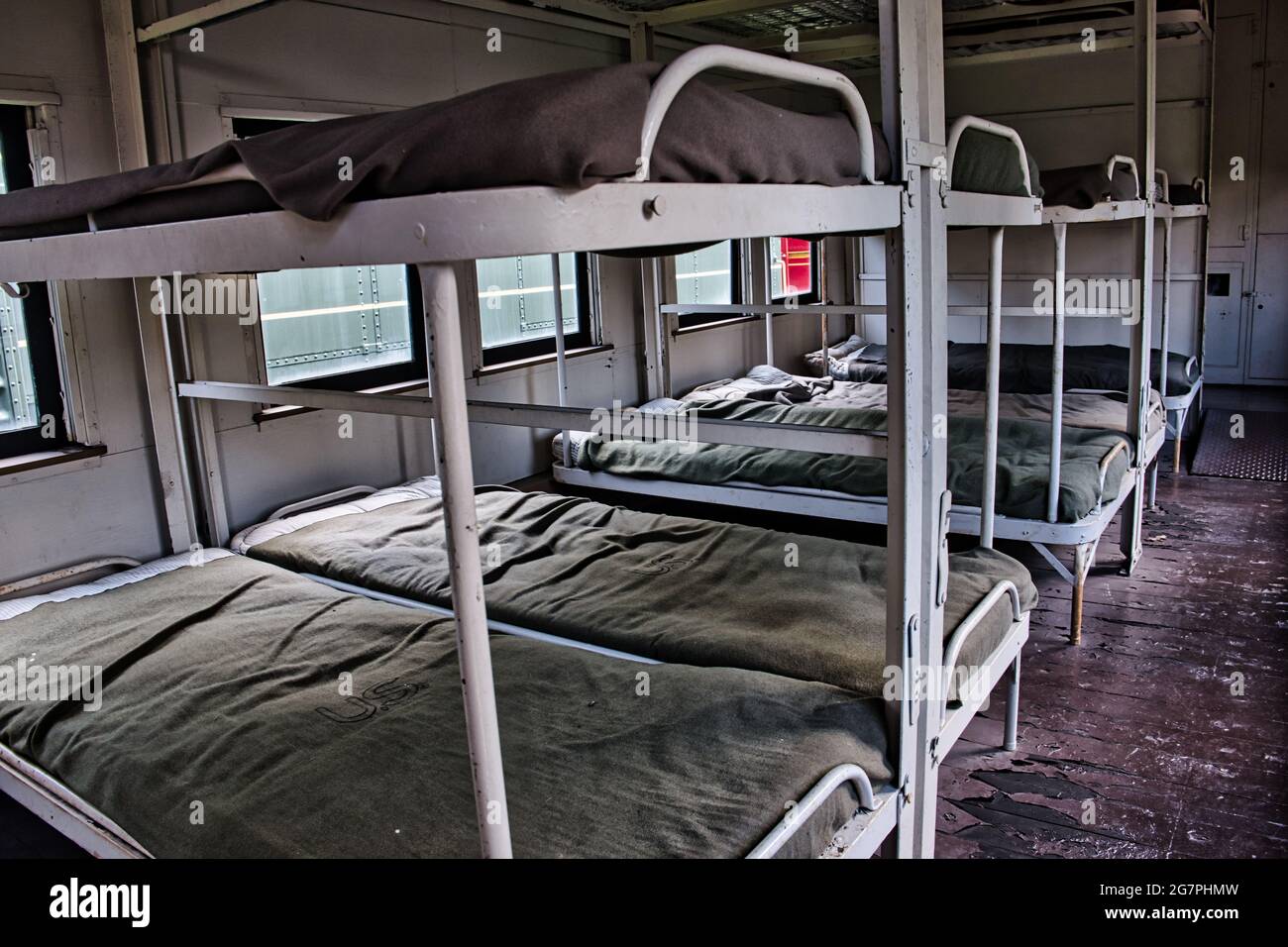 Interior of a Pullman USA Army troop railway car Stock Photo - Alamy