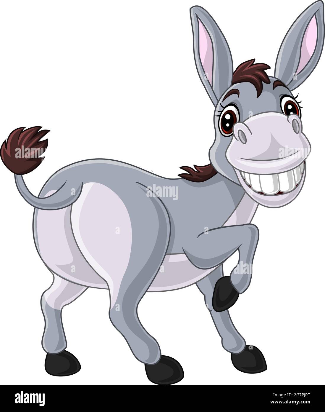 Cartoon happy donkey on white background Stock Vector Image & Art - Alamy