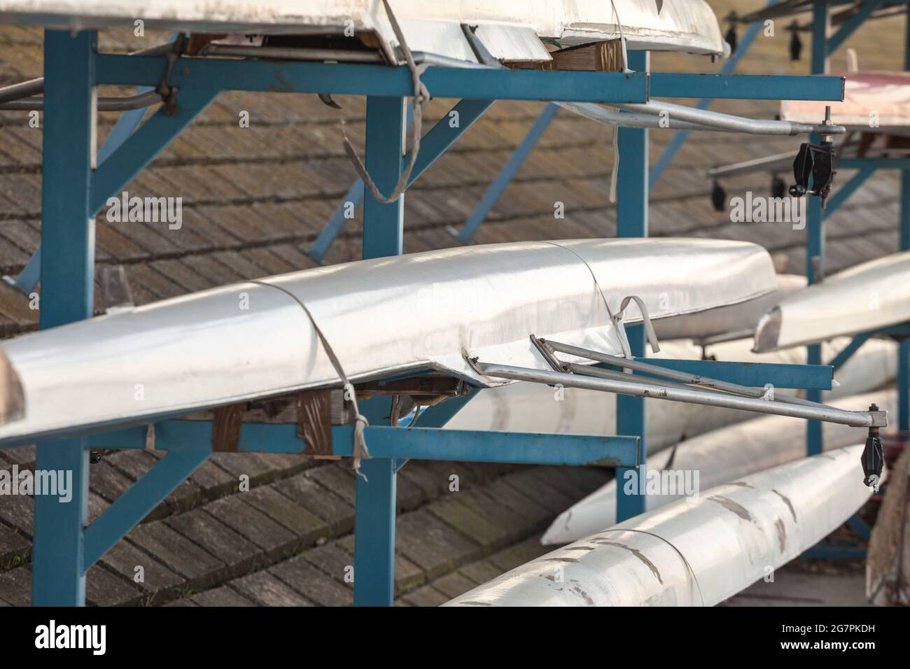 Picture of rowing boats being stored next to palic lake in Serbia ...