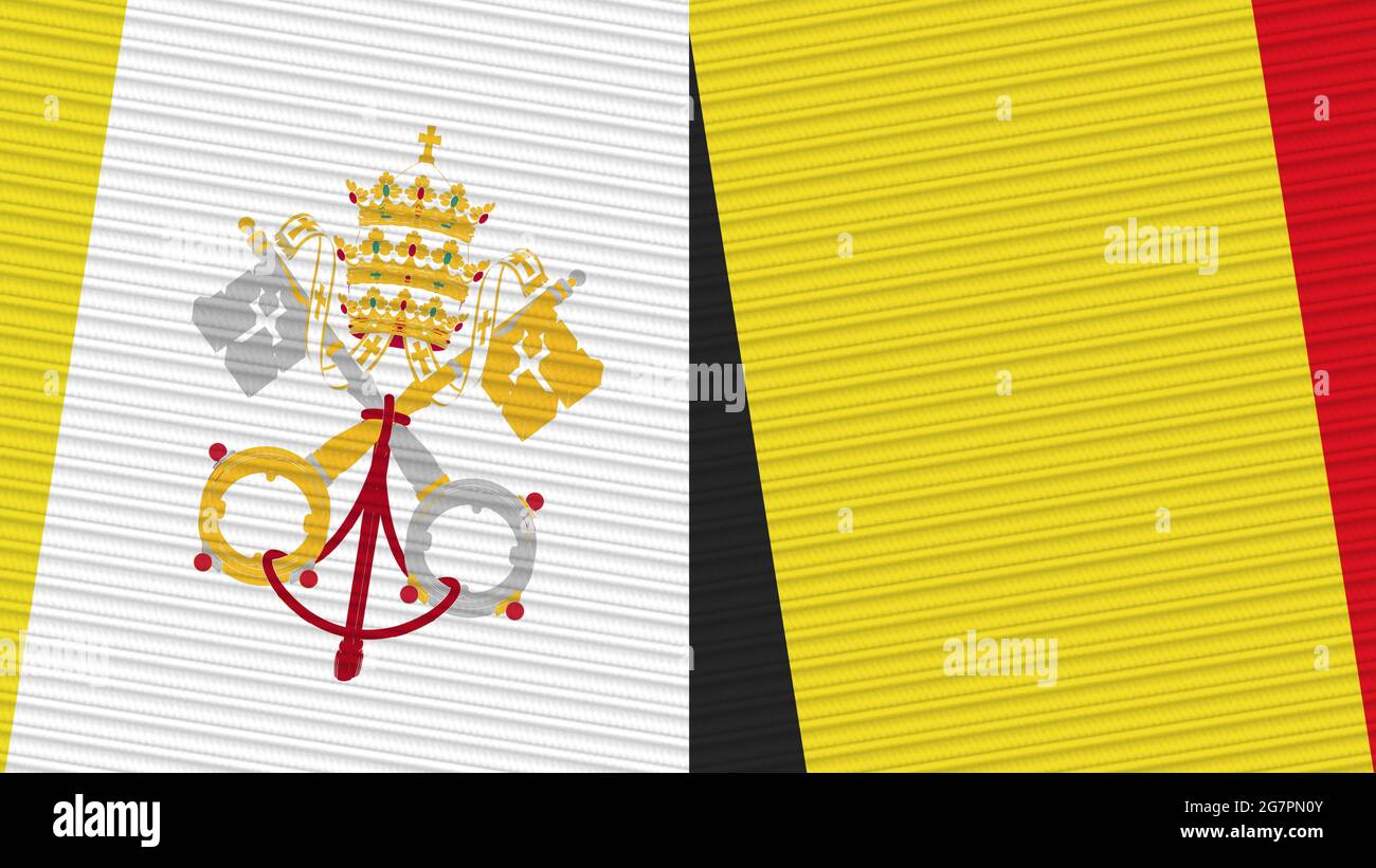 Belgium and Vatican Two Half Flags Together Fabric Texture Illustration ...