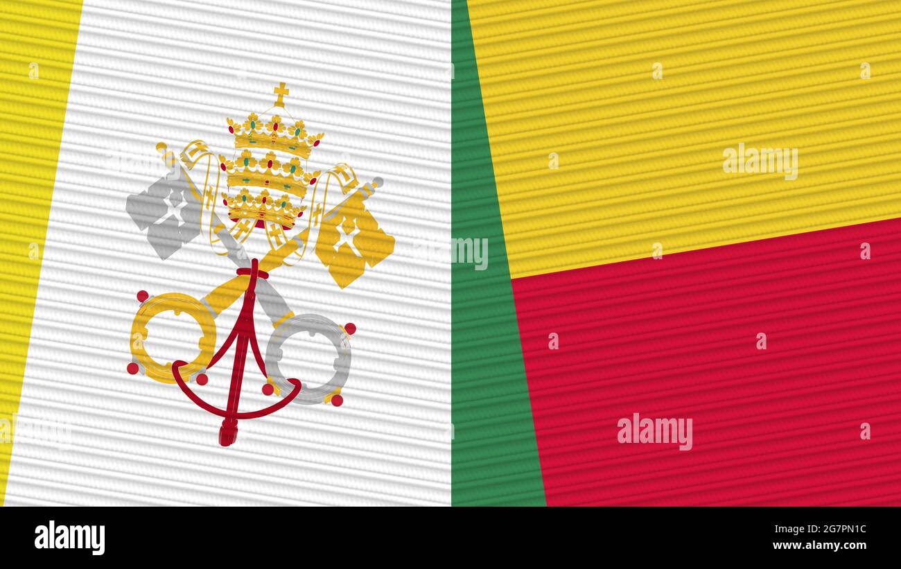 Benin and Vatican Two Half Flags Together Fabric Texture Illustration ...