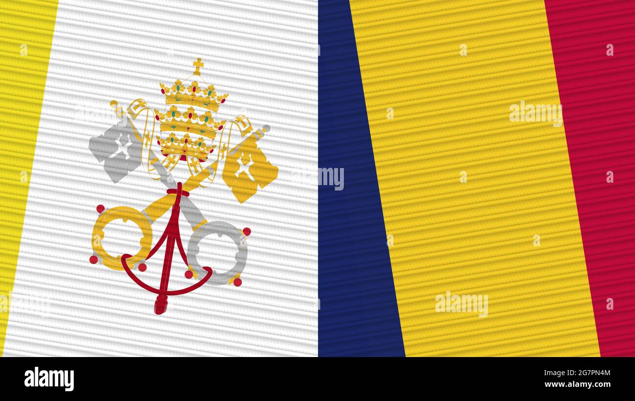 Chad and Vatican Two Half Flags Together Fabric Texture Illustration ...