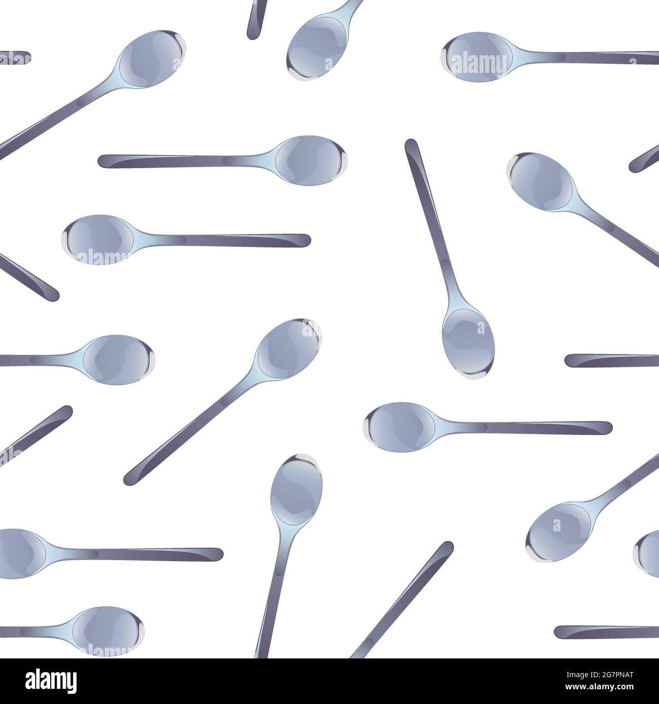 Spoons seamless pattern. Silver kitchen items in cartoon style. Vector ...