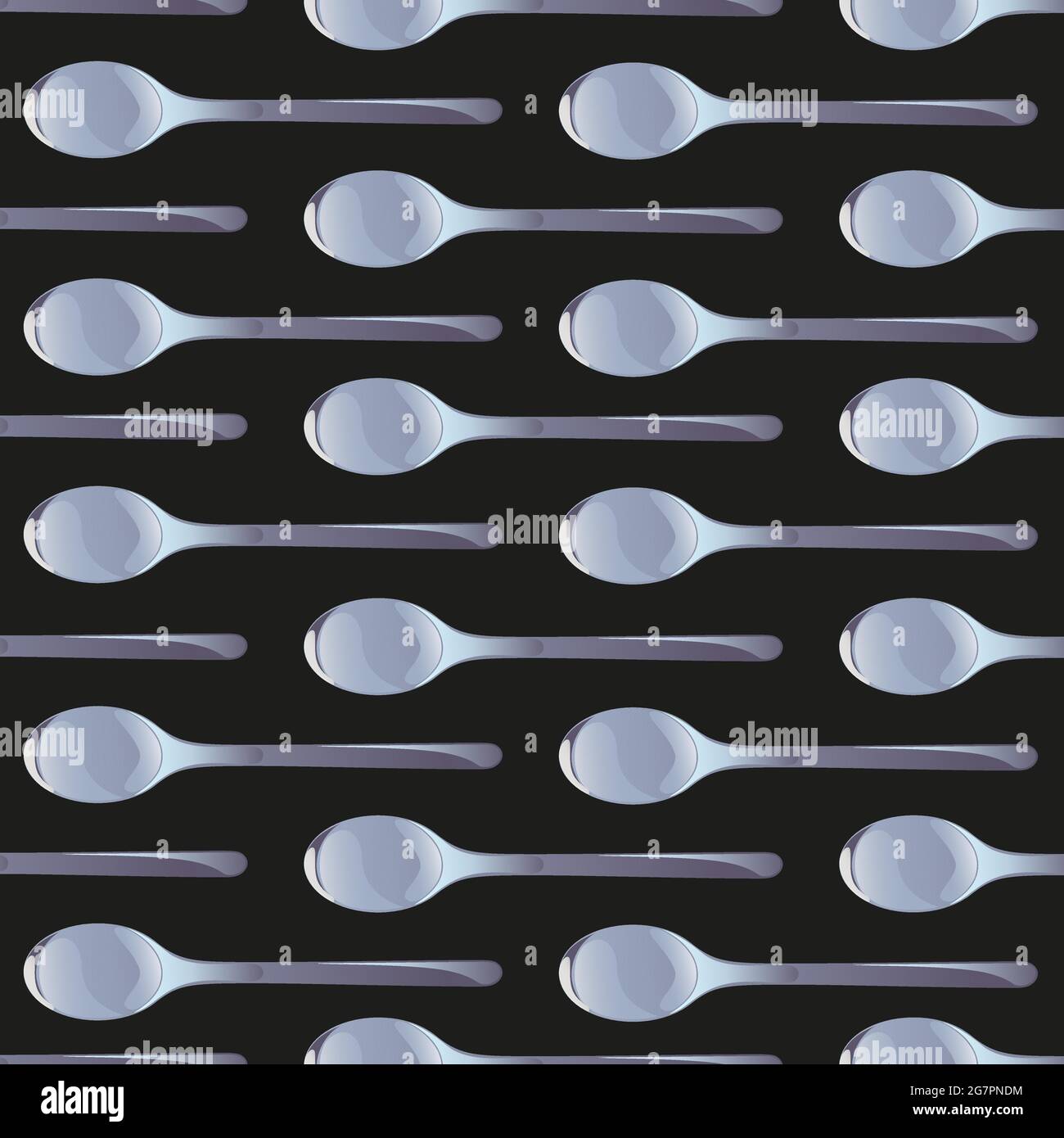 Spoons seamless pattern. Silver kitchen items in cartoon style. Vector ...