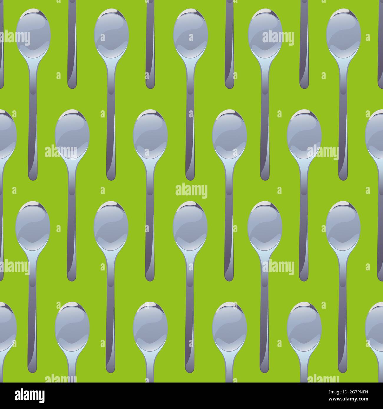 Spoons seamless pattern. Silver kitchen items in cartoon style. Vector ...