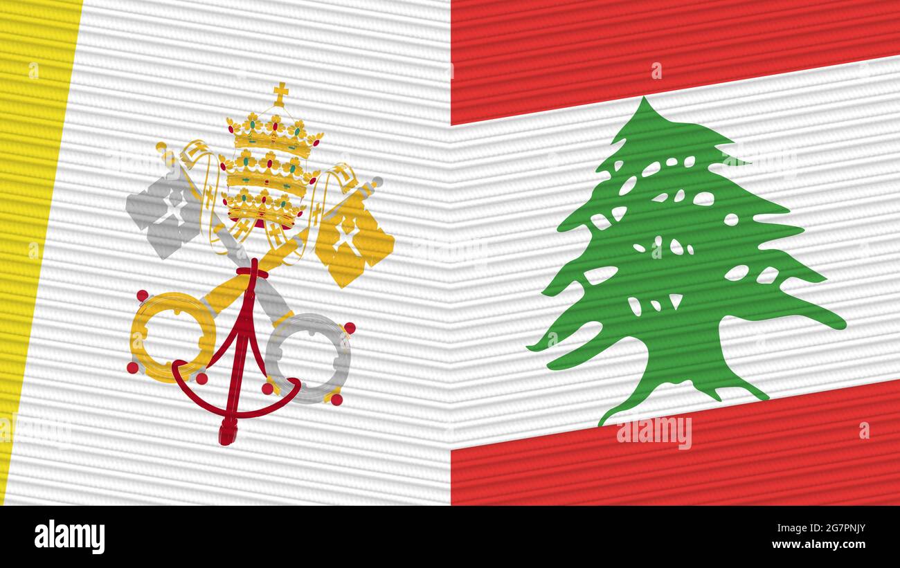 Lebanon and Vatican Two Half Flags Together Fabric Texture Illustration ...