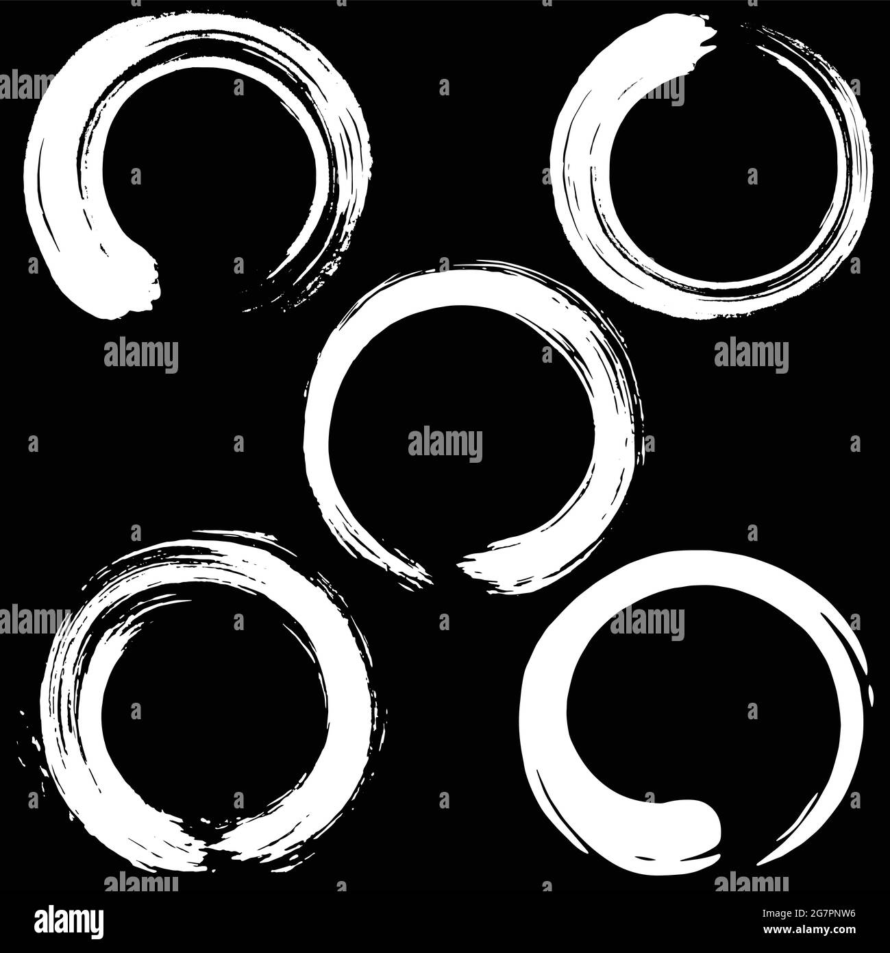 Zen Circle Brush Set. Black and White. Vector Illustration Stock Vector ...