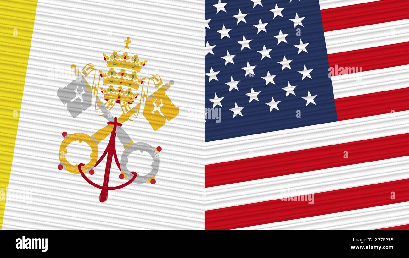 United States of America and Vatican Two Half Flags Together Fabric ...